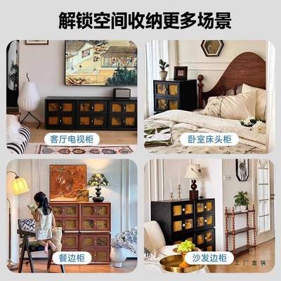 PFT实木卡门中古斗柜柜柜客厅风电视柜靠墙柜装饰卧室边柜