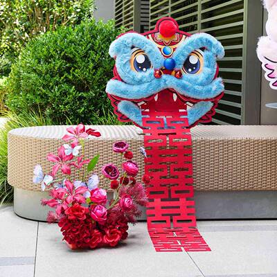 婚房布置醒狮结婚路引婚客礼厅室红色拉花氛围品装饰卧摆件用QLH