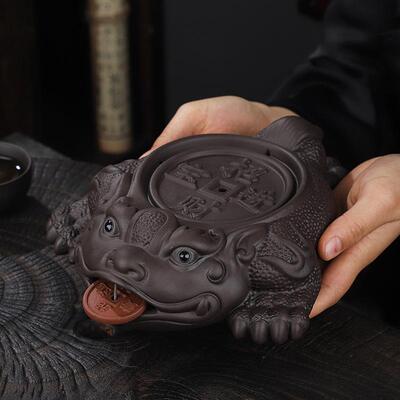 金蟾壶垫茶具砂配件工手壶托隔热壶陶瓷承紫茶海茶台89093干泡台