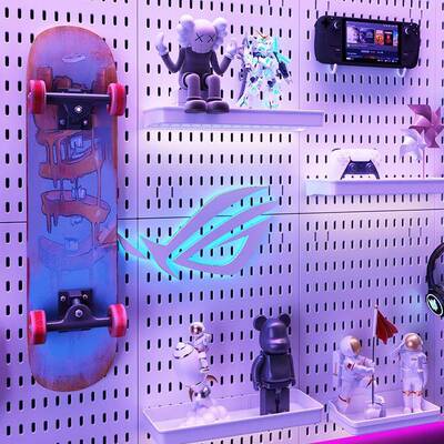 洞洞板置物架F97H8SSM免挂孔电竞房墙面装饰收纳架电架脑桌桌面壁