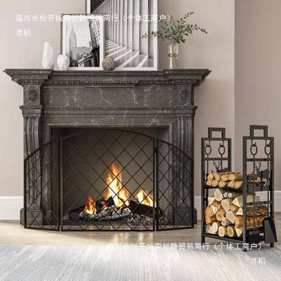 叠壁NGS炉屏风意创欧式折铁艺壁炉架栏镂空屏风装饰隔断护火炉栏