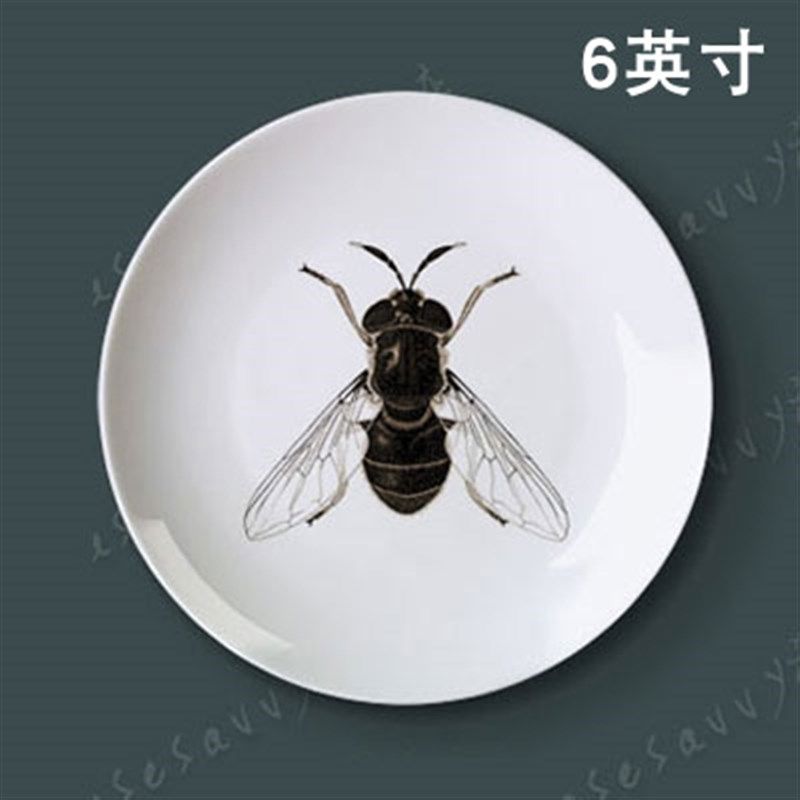 6英寸昆虫瓷盘挂盘装饰盘子墙坐盘摆盘陶瓷盘创意家居工艺礼品盘