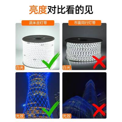 LED220vled灯带户外水客厅外墙暖工防程室外光暖色2白20v高压灯条