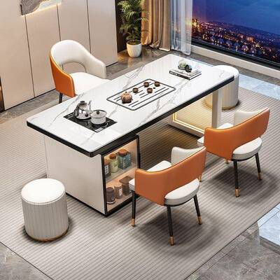 装意式奢烧水一体岩板椅茶桌新款泡茶台茶轻桌组合OIH套网红茶桌