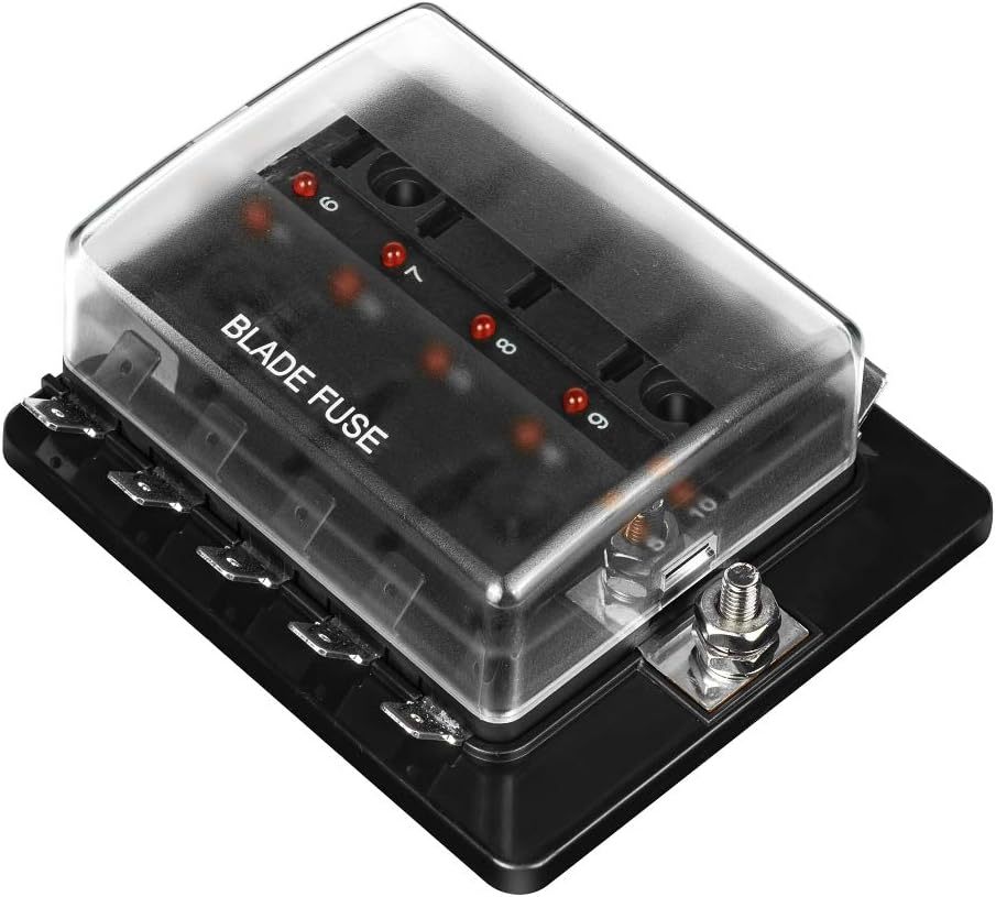 10 路 RV 保险丝块 叶片保险丝盒 直流接线盒 Jtron LED 指示灯保