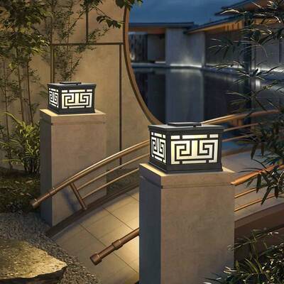 阳能柱头灯中式户外太防水围墙庭院灯别墅大门新柱子灯院门子9863