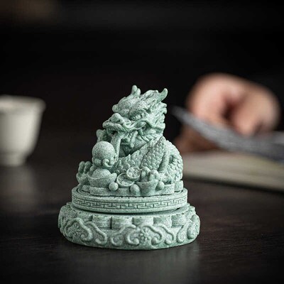 创意青砂石龙摆件家居客厅玄关办公室茶室桌面装饰品乔迁开业礼品