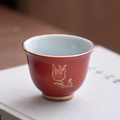 汝窑功夫茶杯套装家用陶瓷品茗杯6只装高档小茶碗办公茶具主人杯
