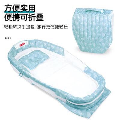 婴儿加长便携式分床灯光儿音乐多功能婴儿床隔可ROO折叠版旅行婴