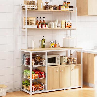 厨房置多物架落地收纳柜置物柜子储物橱家柜桌用功能微波UYT炉切