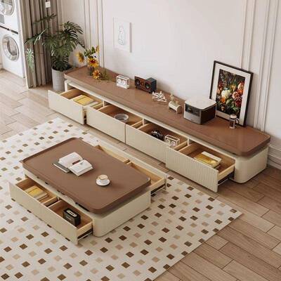 奶油柜风茶几网红极家简茶电视几组合套JJK装用客厅小户型款