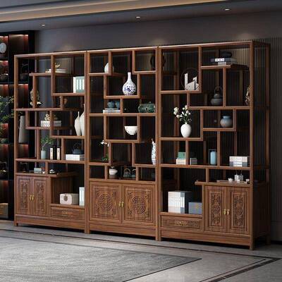 博古10157架隔实木中式茶叶架展示柜室置物架摆件茶架茶架子茶货