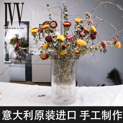 意大利ivv水晶玻璃家用摆件客厅插花器大号吊钟富贵竹办公桌花瓶