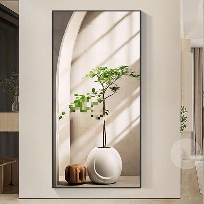 光影绿植户玄关入装走饰画新中式廊过道新挂画2XAG025年款客厅竖