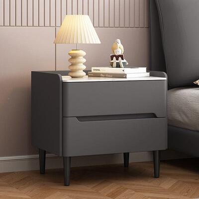 款实木新简约现代家用意式轻奢卧室酒店收床边柜岩板皮质纳BTN床