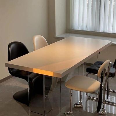 J亚克力悬白浮餐桌0家用长方形饭桌奶油风实木意76720书桌轻奢色