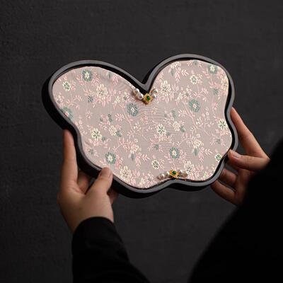 国潮新海棠胡桃色茶盘小型中道式52198复款古实木承干泡台家壶用