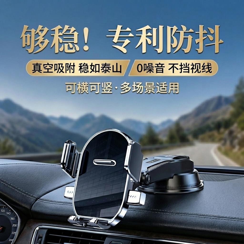 德国车载手机支架中控台吸盘汽车手机架支撑架防抖防震高级感