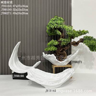 简约树脂花盆摆件室家居酒店办公客玄关厅JY88190卧室软装花艺装