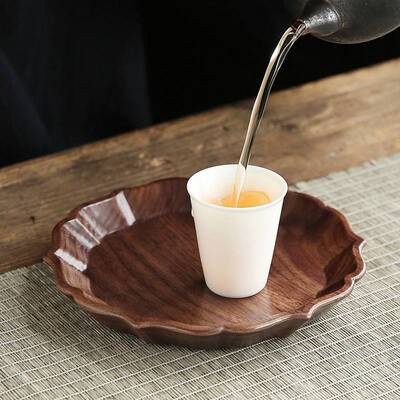 整块胡桃木壶承工创意茶手用承51273日式干盘泡家小型壶垫零食干