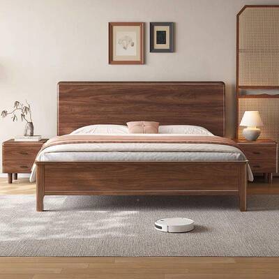 北美黑气胡桃代木床1.8米中式实全木床双人床压高箱MIY现简约大婚