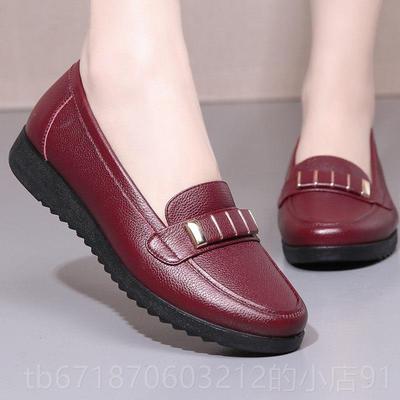 正品婚宴鞋软软子底单女士红皮色皮鞋套鞋脚妈妈鞋平跟婚礼鞋小码