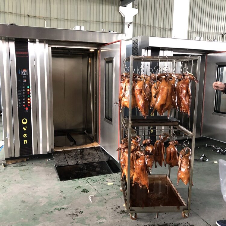 商用冒烤鸭炉 热风循环烤鸡炉 单双车架旋转烤肉炉工业烤禽箱工厂