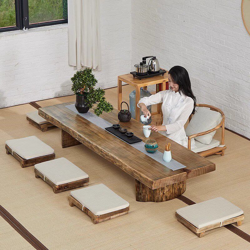 日式风茶桌实木榻榻米桌子禅意茶几和室几桌民宿低矮桌子坐地茶台