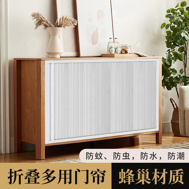 置物架杂物柜类遮挡帘免打孔鞋柜门隐形推拉?具车门简易伸缩遮丑