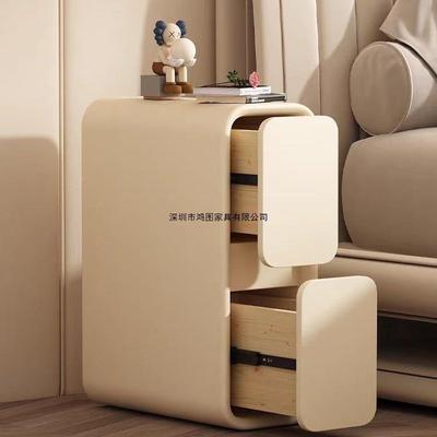 奶油床柜轻奢法式木小代型实超MOS窄夹缝20头cm迷你现简约床边人