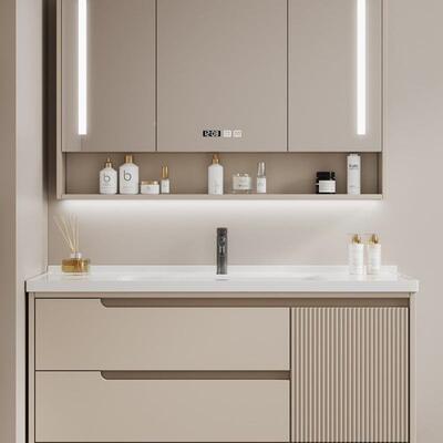 约浴室HRG柜组合现代简生间轻奢智能一盆洗手脸盆柜卫洗体漱台储