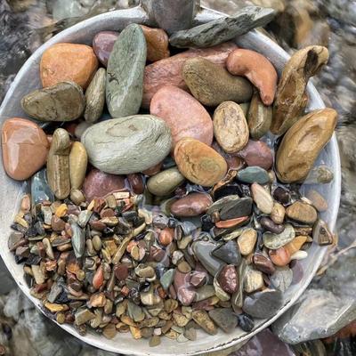 原生溪流石 造景鱼缸底砂 免洗鹅卵石头铺底装饰五彩石大石头