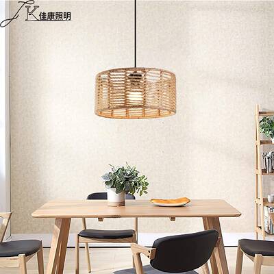 aazon藤编藤艺藤条40690编织枝复古圆美式形吊灯客厅m形吸顶灯