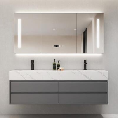现代简约岩板弯一体浴室柜组合无缝热陶洗手83804洗洗脸漱瓷台