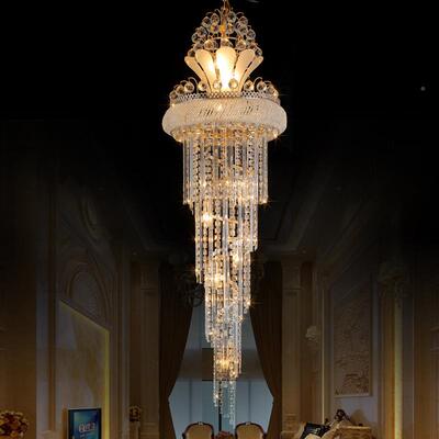 楼梯长吊灯别墅旋转挑复式楼客高厅吊灯代简75847约水轻奢晶现灯