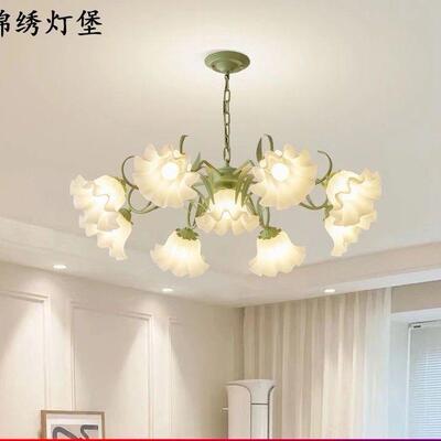 法花式田园朵客厅灯网红铃802兰灯美式乡村复古灯具餐吊厅卧室灯