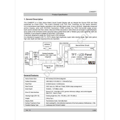 LD490EPY-SHP1原装LG49寸高清液晶玻璃显示屏LD490EPY-SHP1高透商