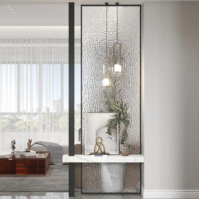 进门玄关纹水玻璃屏风40267隔断简约现代厅挡遮入户洗手台隔断客