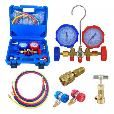 R134a汽车空加氟表RR134AR22调R12管ZH-1502制冷剂的3路AC歧仪表