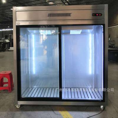 EDA双移门展示柜不锈钢双玻璃推拉冰箱110V6门0HZ风冰冷趟门商用
