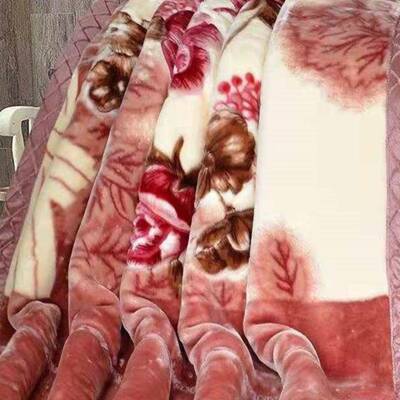 毛加毯冬季加厚双层拉舍F96T97JS尔盖毯被子学生宿舍人结单大红色