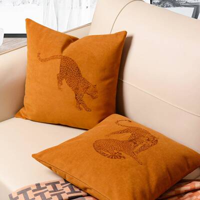 房轻SIE奢素时尚加厚德丽绒雕刻工艺抱枕色客厅样沙发装饰板方靠