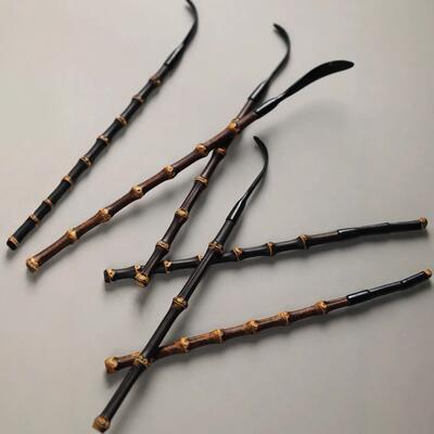 紫竹牛角茶拨21825天然枝竹茶鞭茶绕勺复古致扒竹老料精茶道六君