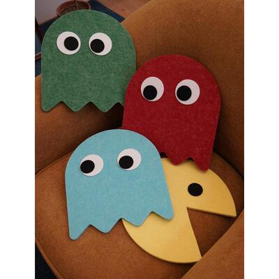 吃豆人墙面装毡饰遮丑毛墙贴趣室味卧宿舍房间布置贴画粘YIG墙自