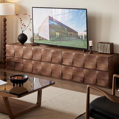 北美黑胡桃木原木储式组合艺术雕柜刻电视柜AXP卧室实木意8斗柜物