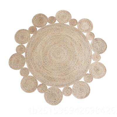 高档CASN北简日式芦苇植物手工草编欧织地毯客约厅圆地垫卧L室床