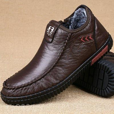 正品老爸北京布鞋男棉鞋加绒保闲暖防滑软底休鞋季一脚蹬高帮爸冬