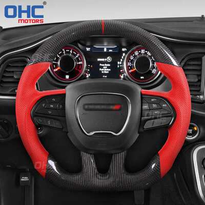 适用于道奇dodge charger srt 打孔皮碳纤维汽车方向盘改装转向盘