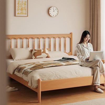 欧洲榉木全实木1.8米原人床日式户小型1米5单人木风简88952约双温