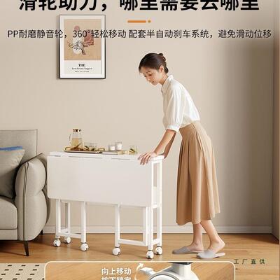 长叠桌可移动床边租桌简易出屋女生卧室方形书桌工ZIX作折台白色
